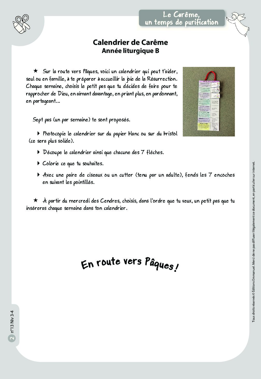 Carême : Calendrier (année liturgique B) - Catéchisme Emmanuel
